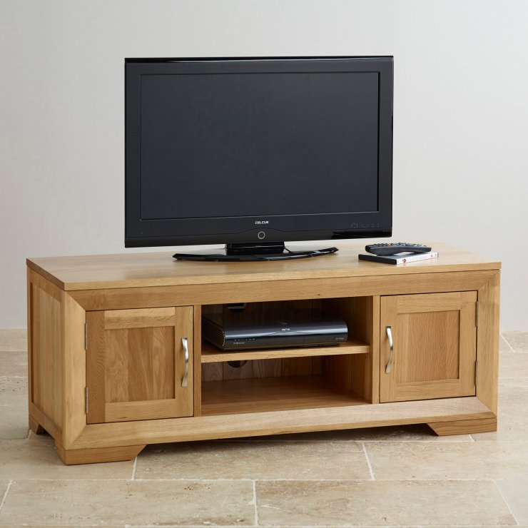 Bevel Natural Solid Oak Widescreen TV + DVD Cabinet