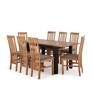 Dining table & 8 chairs | 8 seater table & chairs |oak furnitureland
