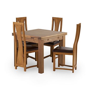 3ft x 3ft Rustic Oak Extending Dining Table | Oak Furniture Land